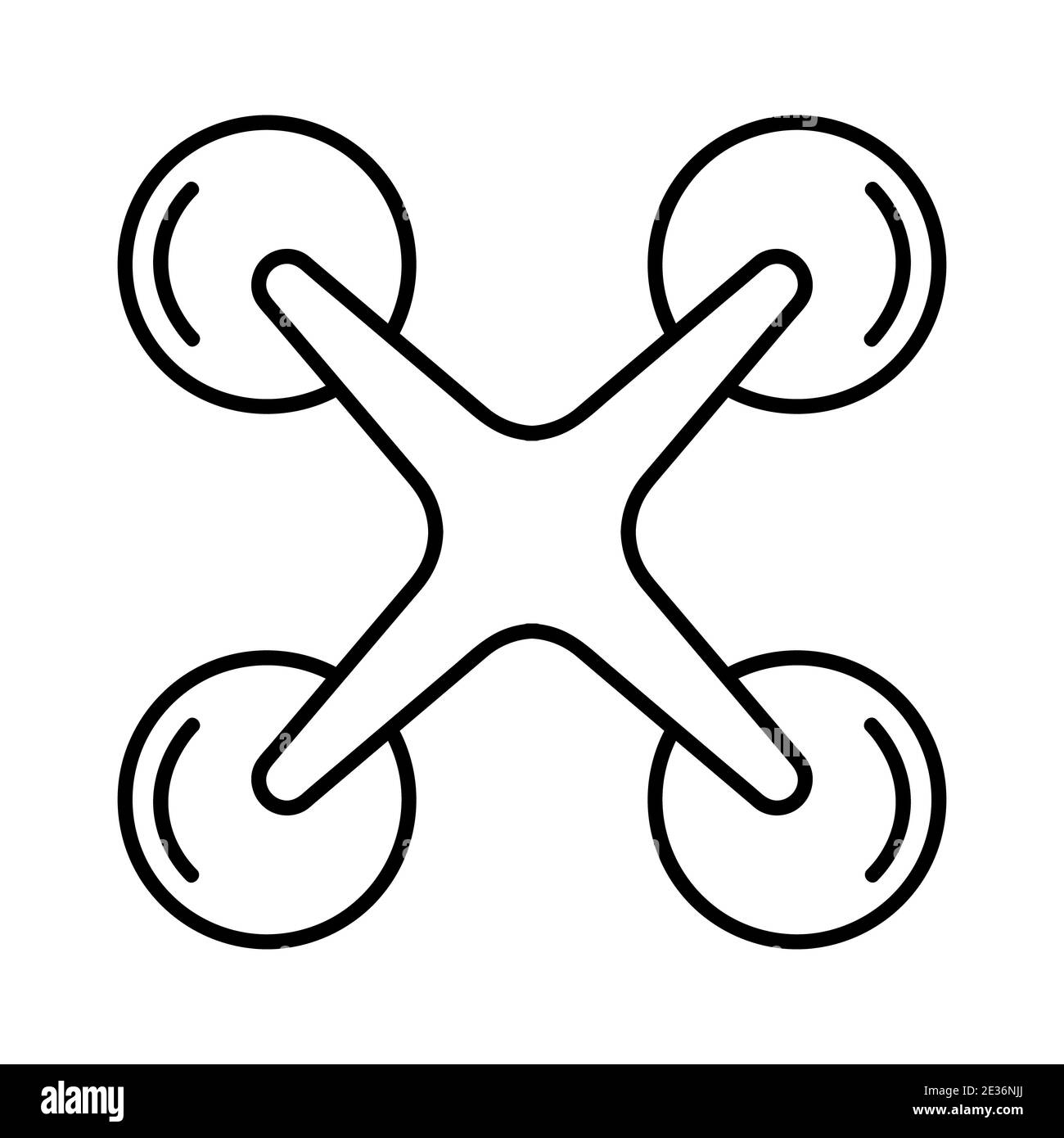 Icône de drone. Pictogramme plat pour toile. Trait. Isolé sur fond ...