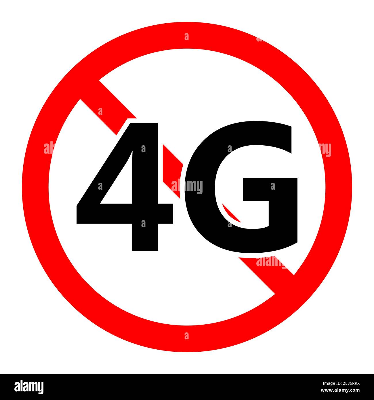 Icône d'interdiction des réseaux mobiles 4G. Le signal 4G est interdit ...