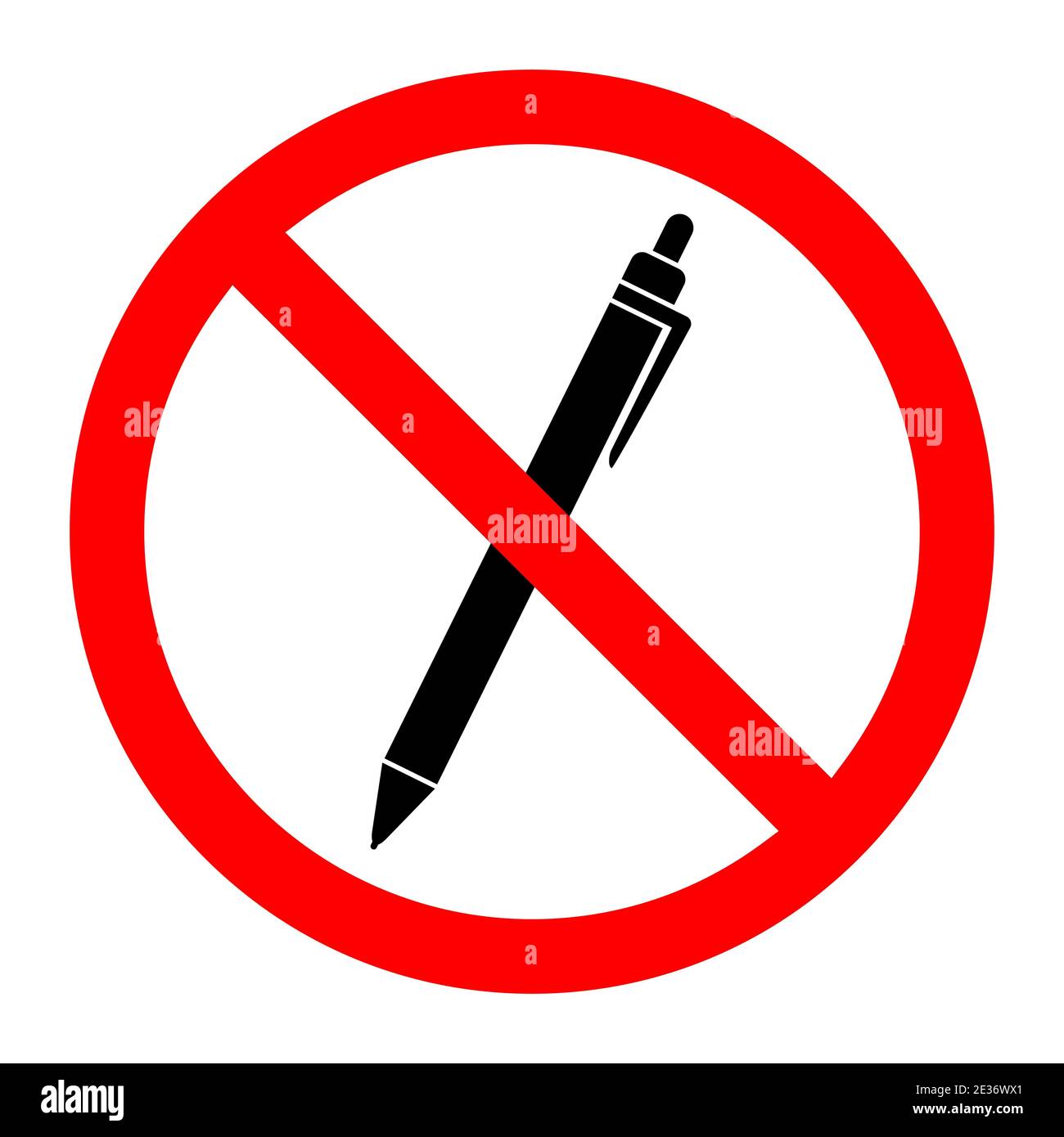 Icône interdiction crayon. Le crayon est interdit. Stop ou bannissement ...