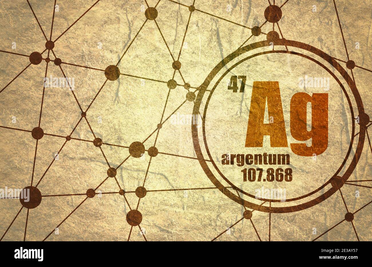 Élément chimique d'argent. Signer avec le numéro atomique et la masse ...