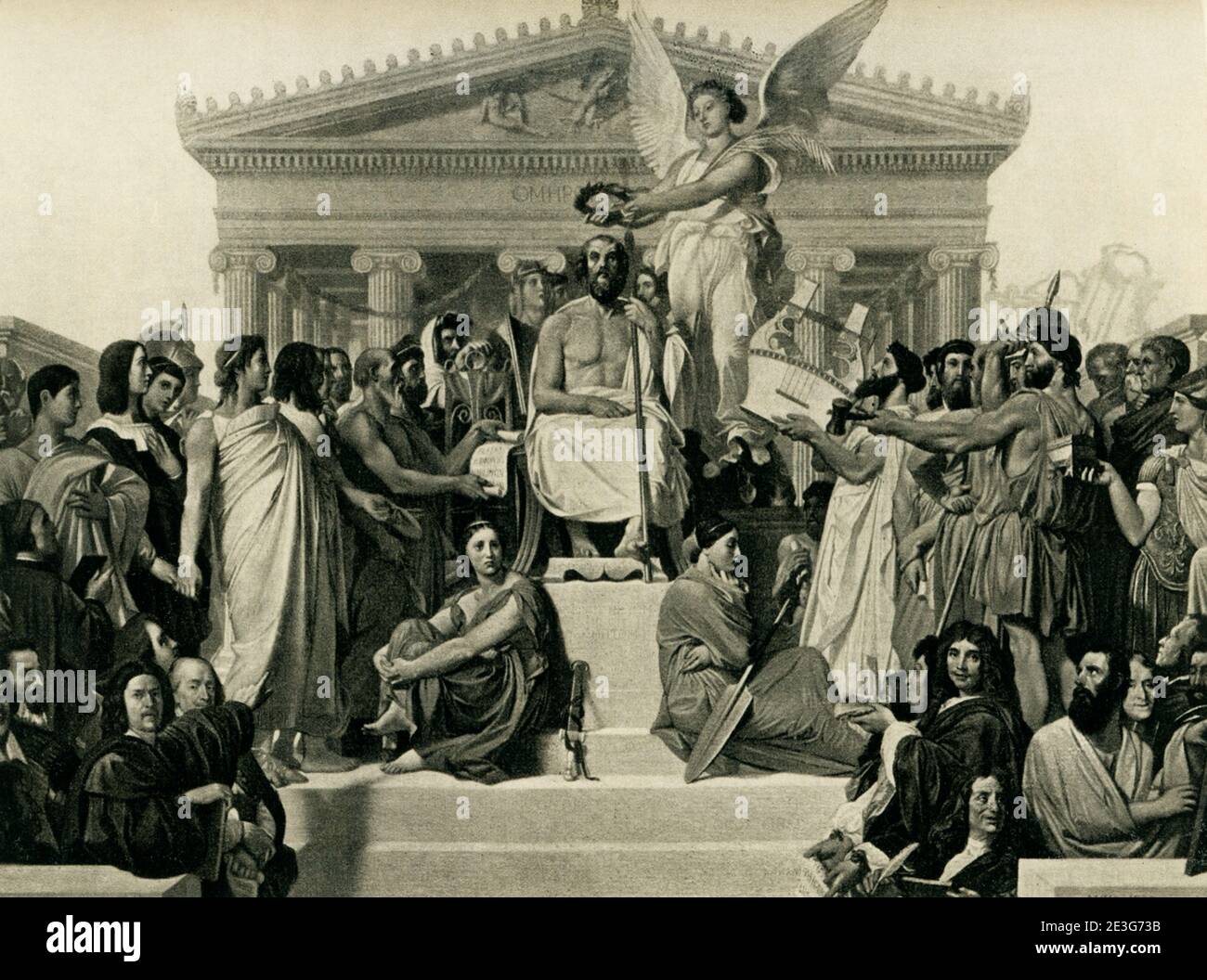 Apothéose de l'Homère - photogravure de la peinture de Jean-Augste ...