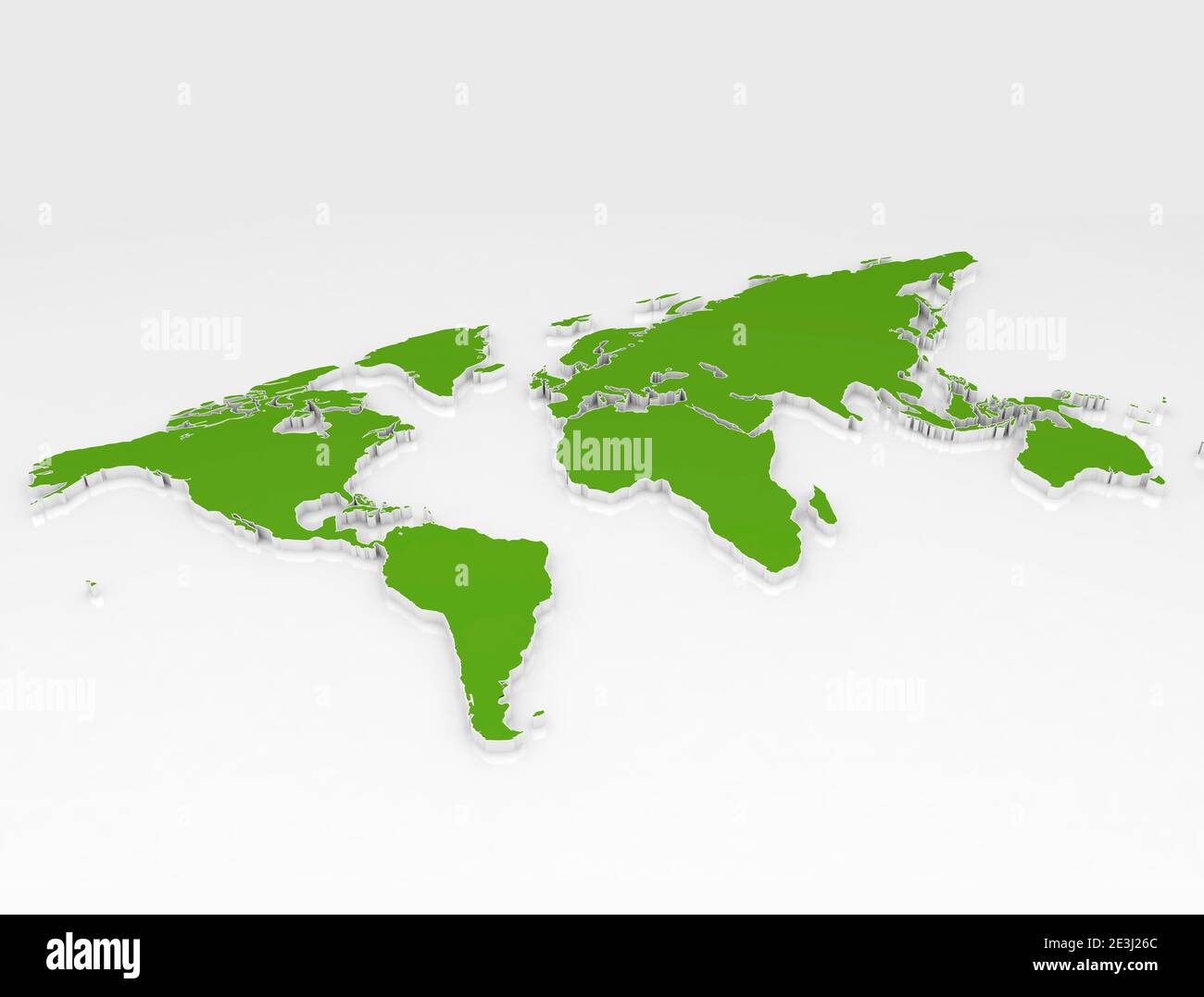 Carte du monde en 3D verte sur fond blanc Photo Stock - Alamy