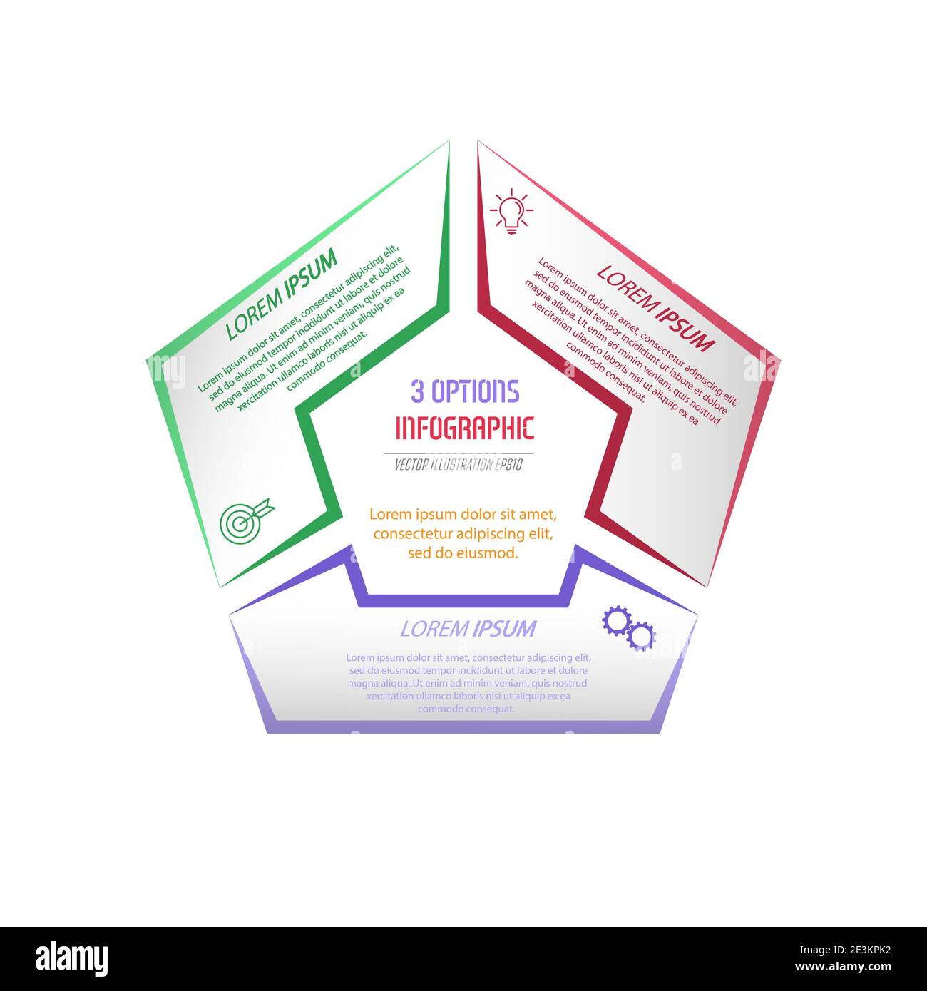 Trois parties d'un pentagone. Diagramme d'infographie pour la ...