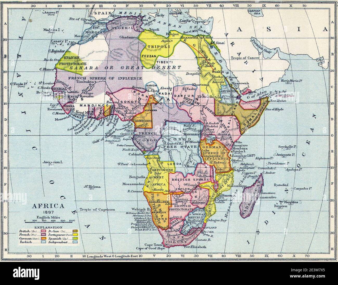 Carte de l'Afrique coloniale en 1897 Photo Stock - Alamy