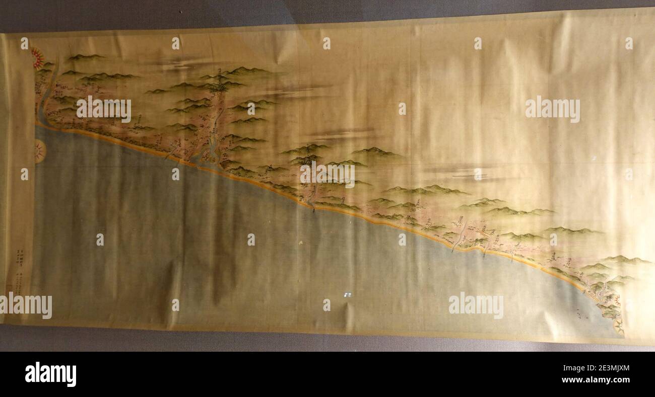Carte de Kyushu, grande échelle, n° 7, par Ino Tadataka, période Edo ...