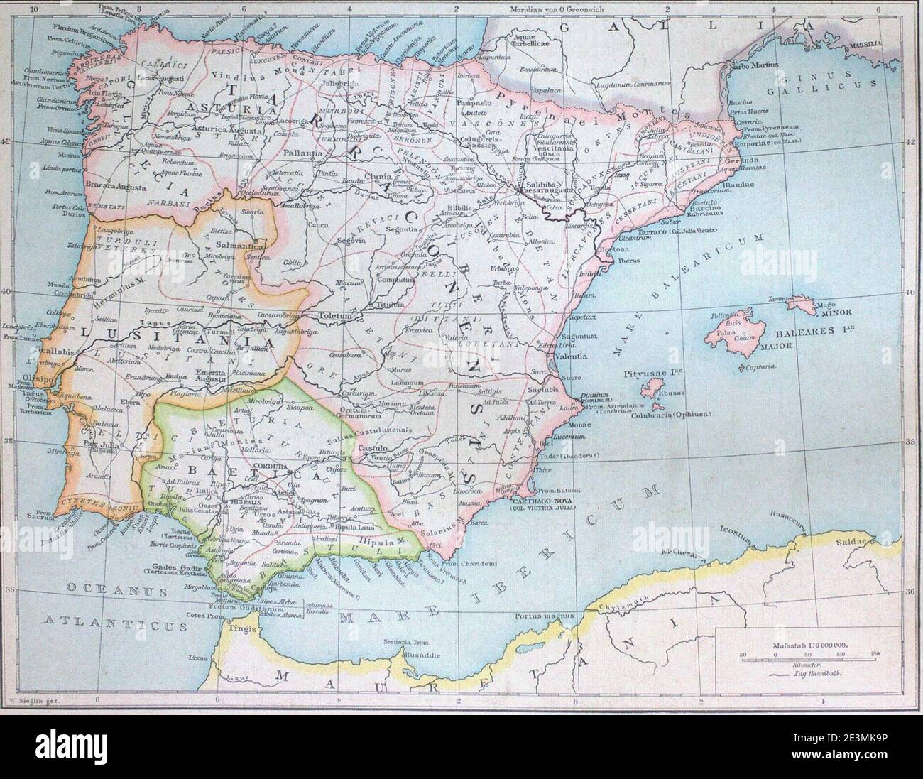 Carte de Baetica, Lusitania et Tarraconensis Photo Stock - Alamy