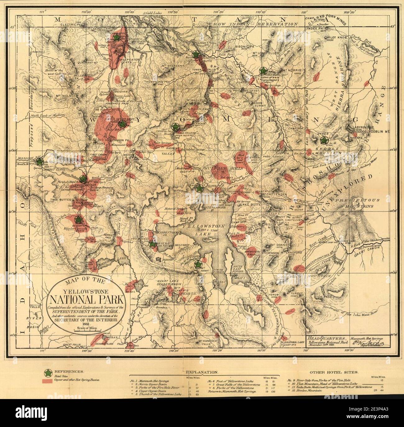 Carte du parc national de yellowstone Banque de photographies et d ...