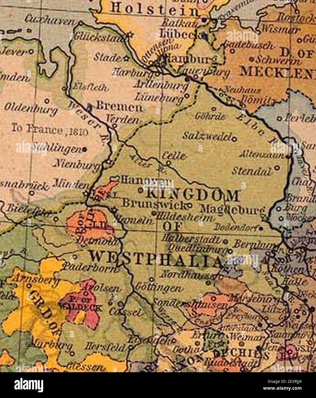 Carte Royaume de Westphalie Photo Stock - Alamy