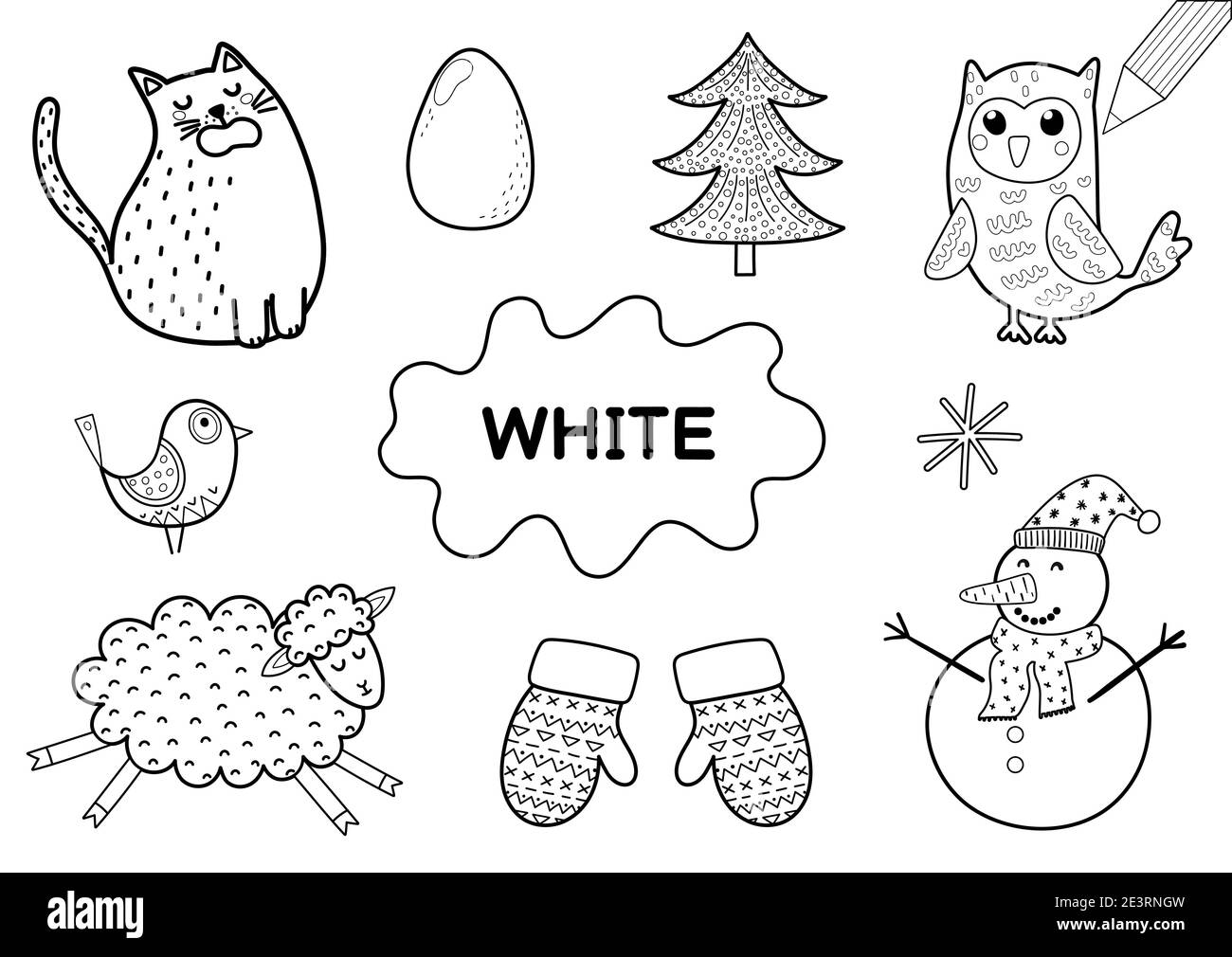 Colorer les éléments en blanc. Page de coloriage pour enfants. Matériel ...