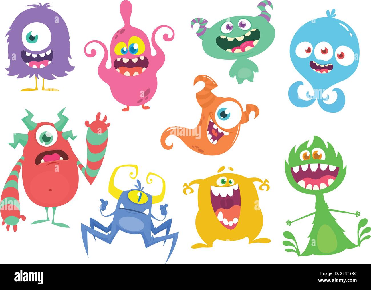 Monsters mignon de dessin animé. Ensemble de monstres de dessin animé ...