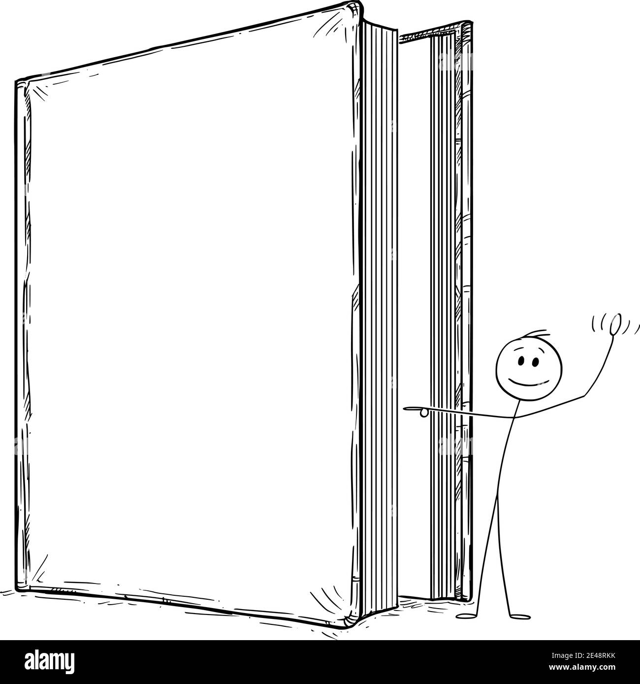 Le personnage de livre invite les lecteurs à lire son histoire et à ...