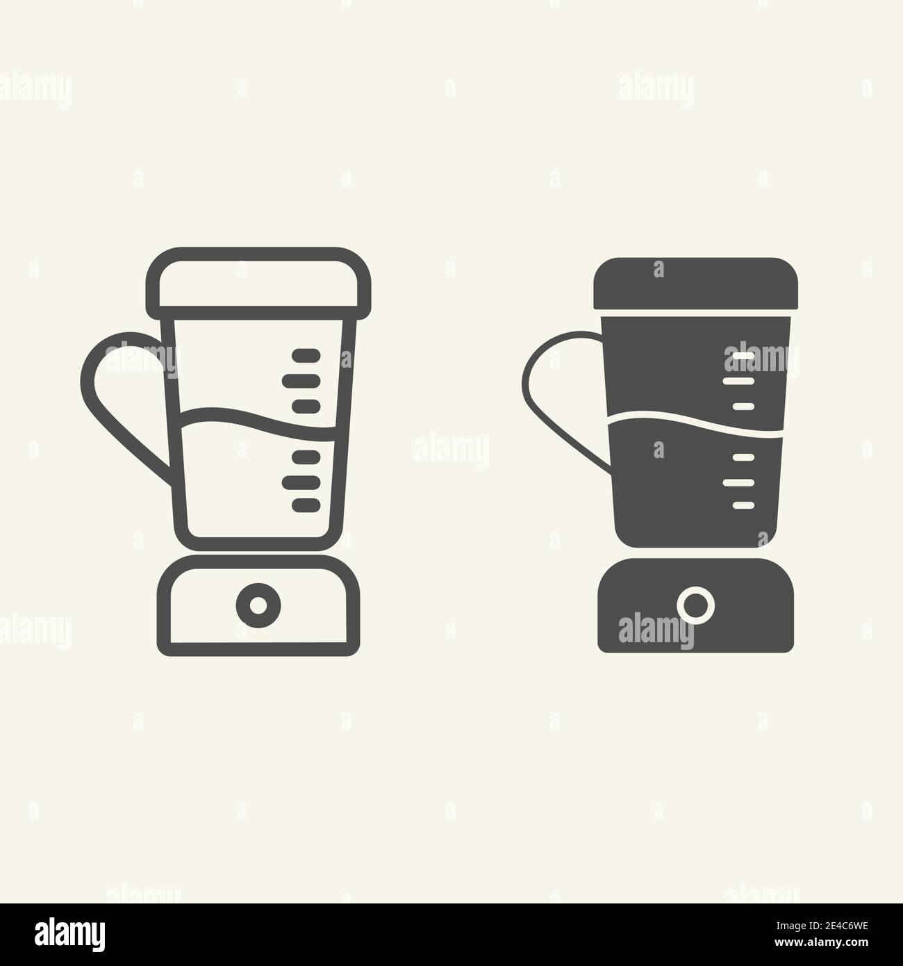 Ligne de blender et icône fixe. Symbole centrifugeuse mélangeur ...