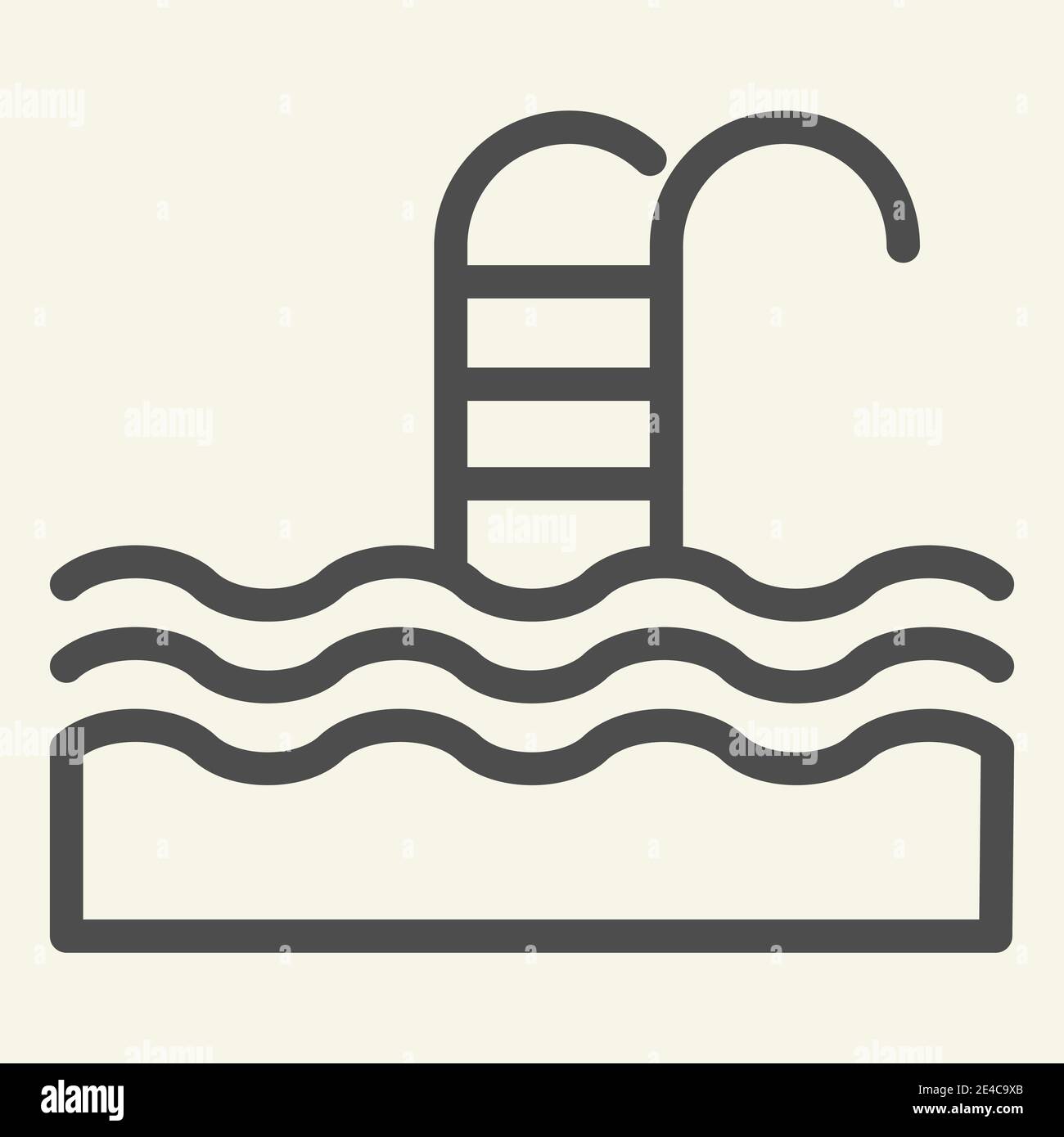 Icône de la ligne de pool. Piscine avec vagues d'eau et symbole d ...