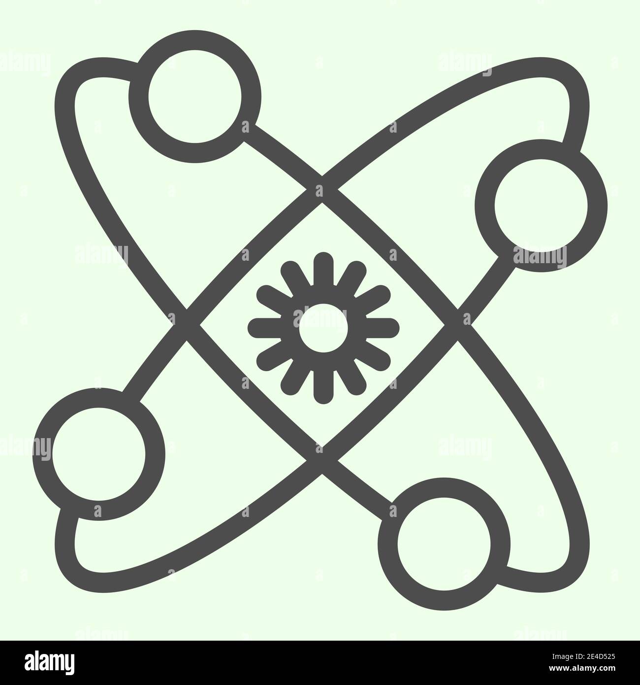 Icône de ligne du système solaire. Univers avec planètes et symbole du ...