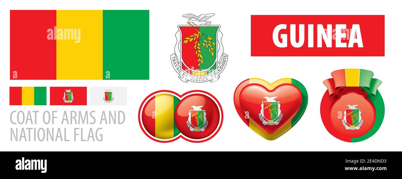 Ensemble vectoriel du blason et du drapeau national De Guinée Image ...