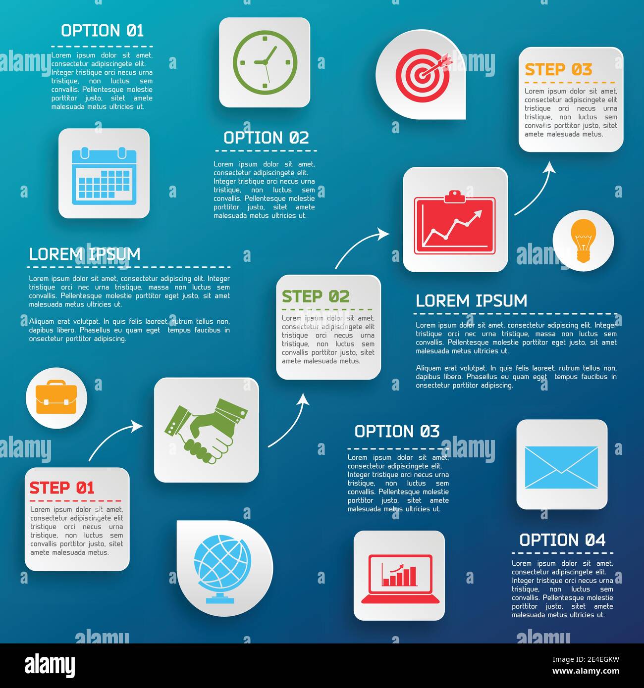 Éléments d'infographie et de l'organisation du projet et étapes icônes ...