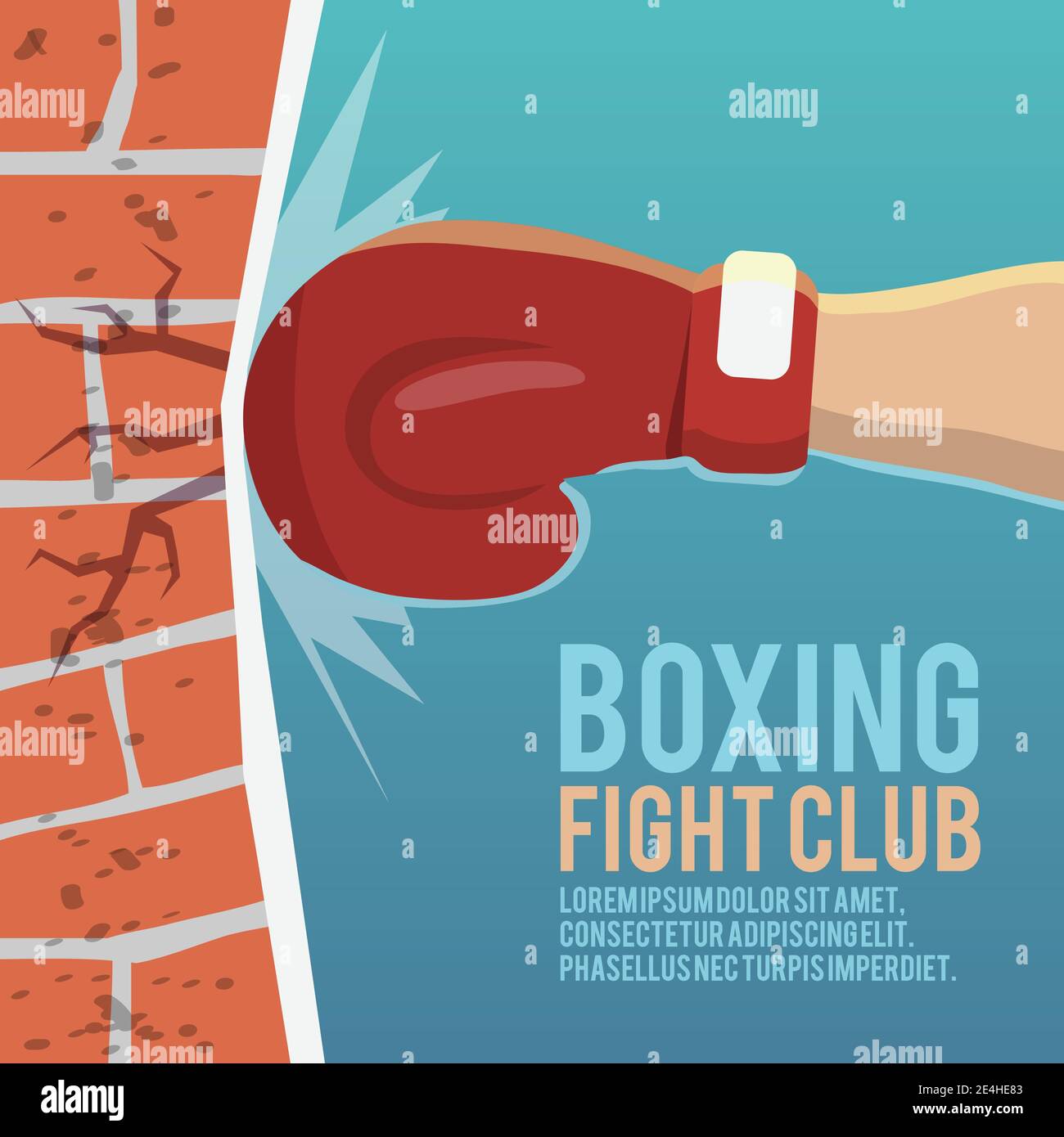 Boxer gants frapper brique mur dessin animé boxe combat club poster ...