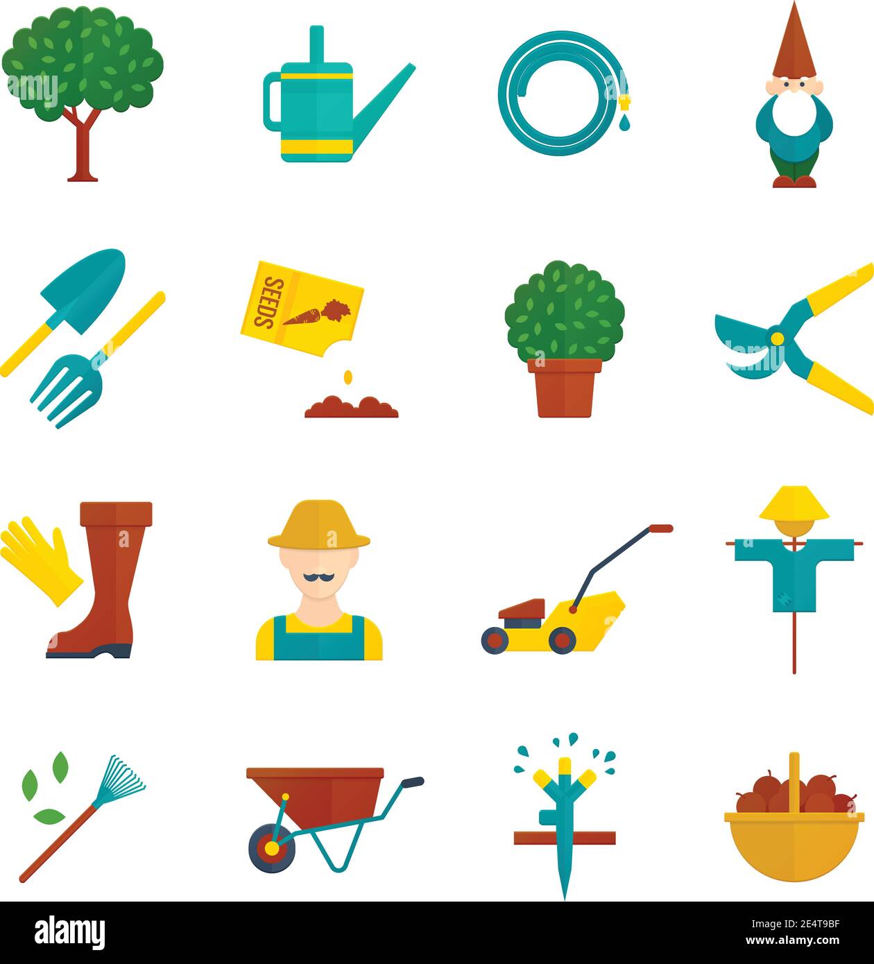 Campagne verger potager récolte des pictogrammes plats collection avec ...