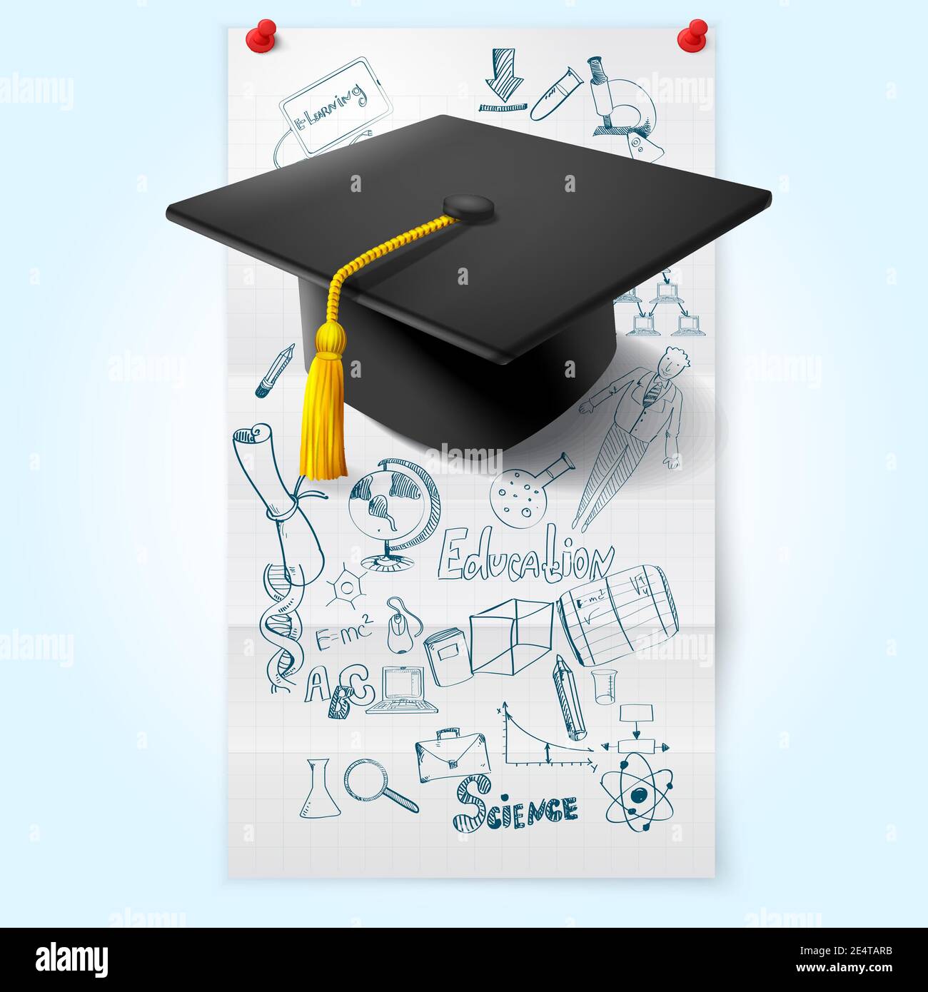 Dessin pédagogique sur feuille papier avec illustration vectorielle ...