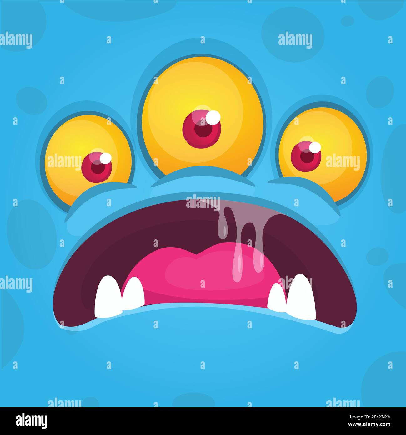 Drôle de visage de monstre de dessin animé avec trois yeux. Avatar ...