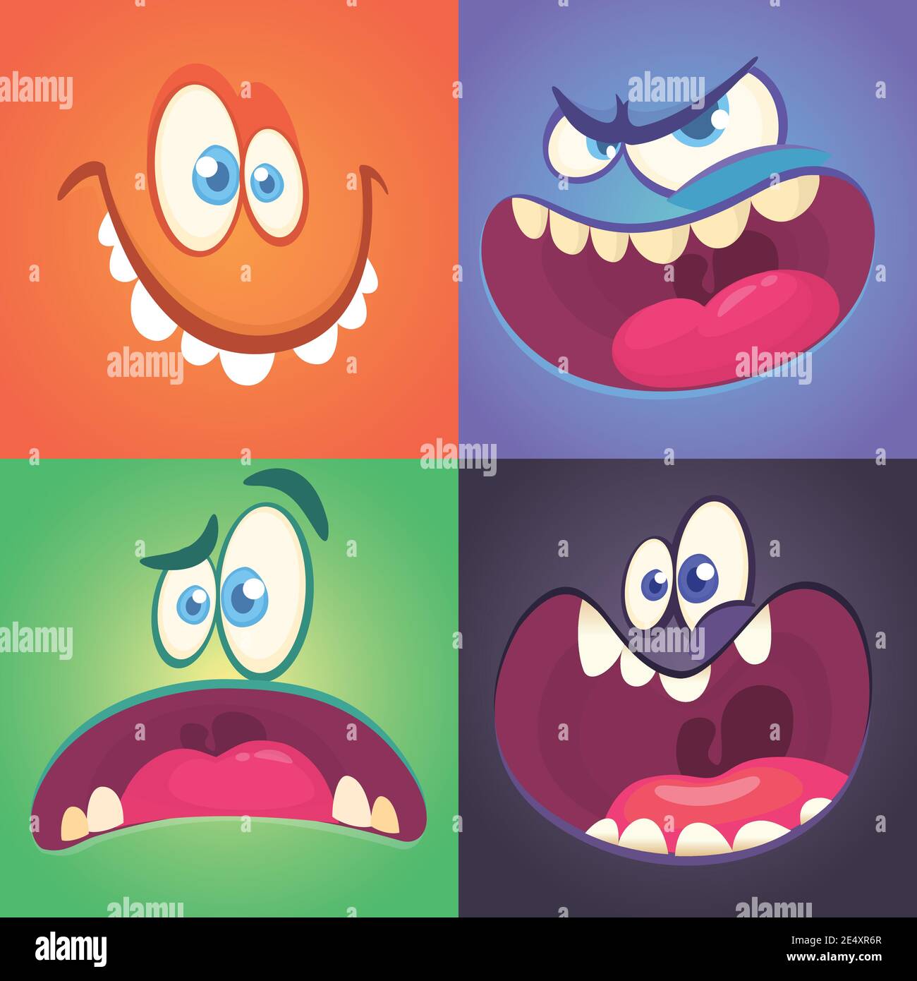 Ensemble de visages de monstre de dessin animé. Collection vectorielle ...