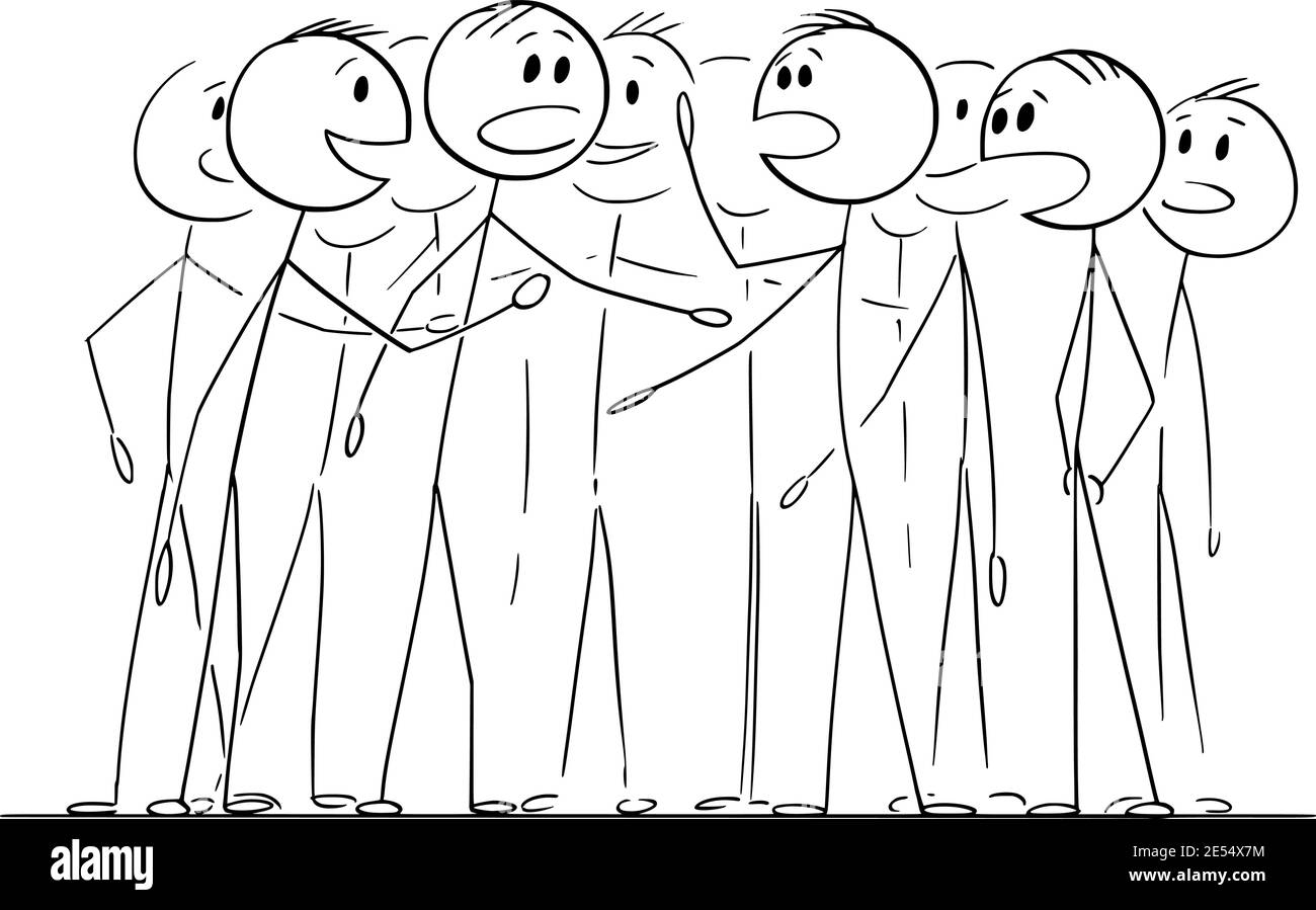 La foule, l'équipe ou le groupe de personnes est en train de parler ou ...