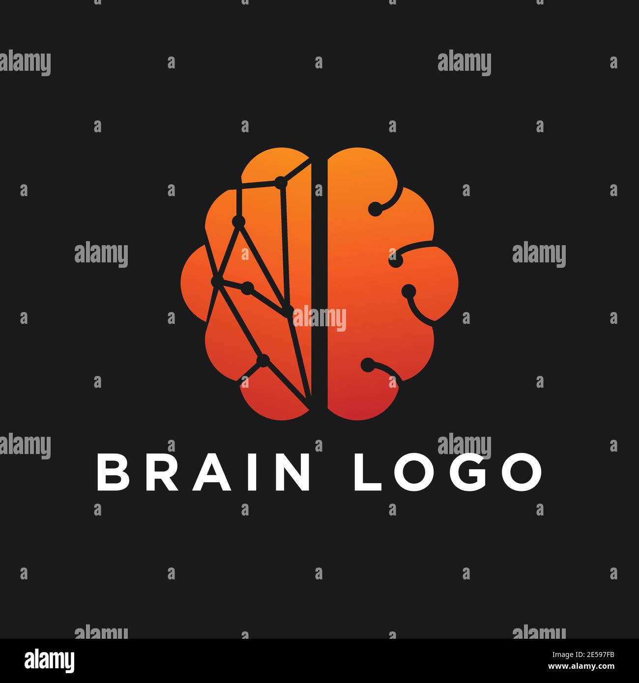 logo brain vector.brain logo de connexion. modèle de logo digital brain ...
