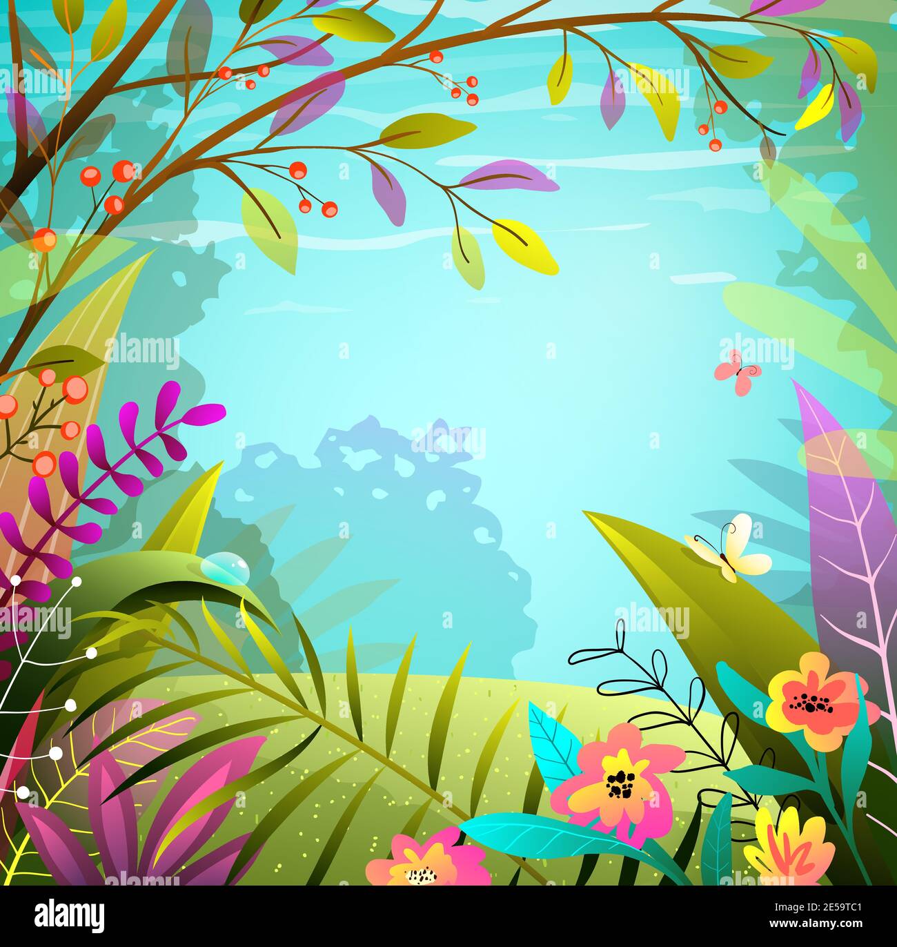 Forêt de jungle verdure sauvage Banque d'images vectorielles - Alamy