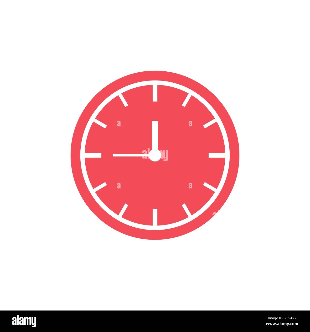 Horloge rouge. Icône plate isolée sur fond blanc. Pictogramme de temps ...