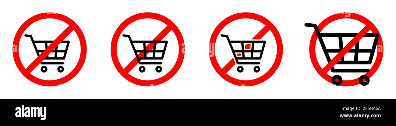 Icône de interdiction du panier. Le panier est interdit. Panneau rond ...