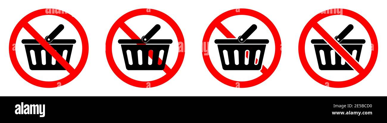 Icône d'interdiction du panier. Le panier est interdit. Panneau rond ...