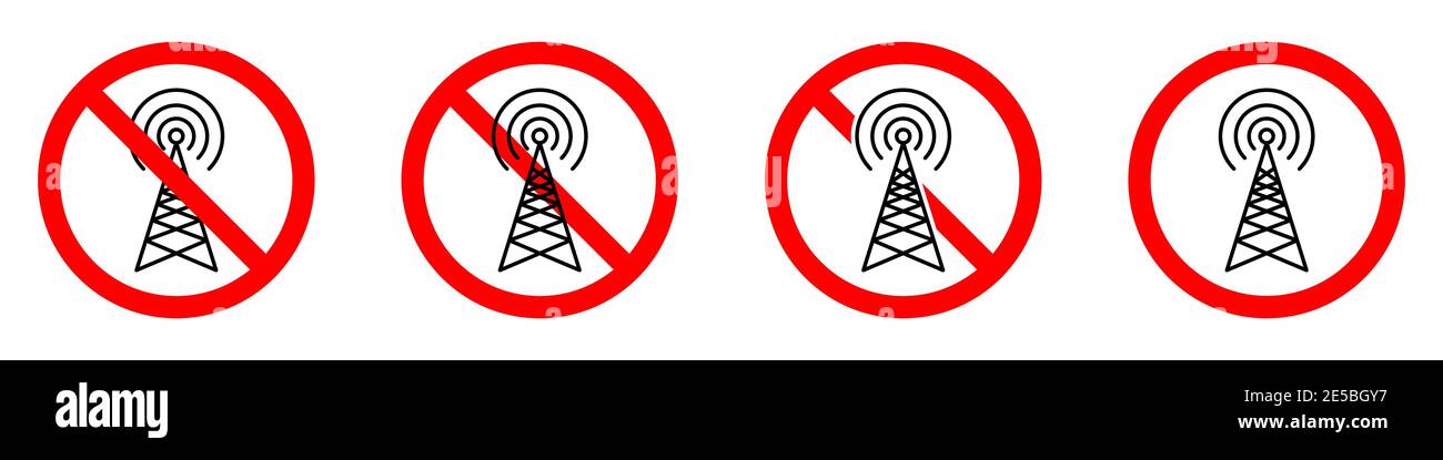 Aucun signal. Icônes d'interdiction d'antenne définies. Le signal WI-FI ...