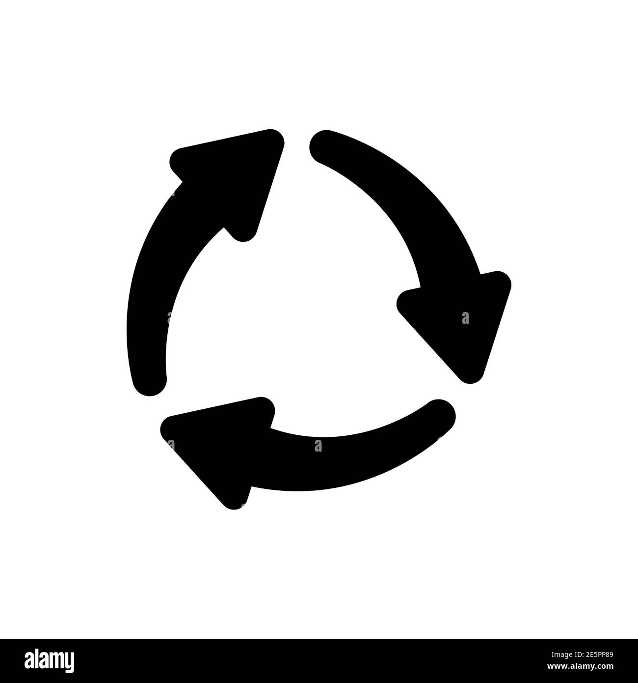 Icône de flèche de recyclage noire. Trois flèches définissent l ...