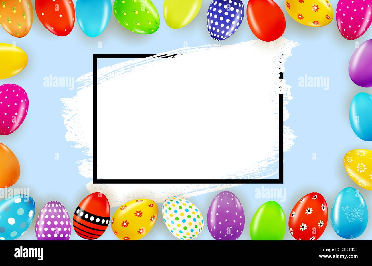 Modèle d'affiche de Pâques avec œufs et peinture de Pâques réalistes en ...