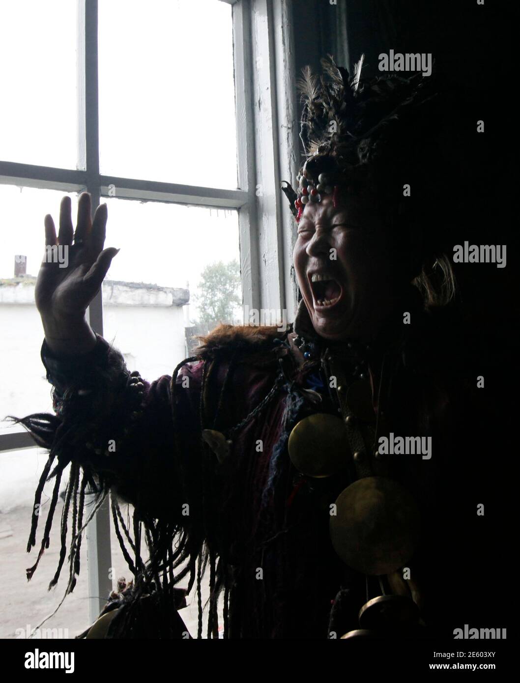 Kara-ool Dopchun-ool, supreme shaman of "The Spirit of Bear" society ...