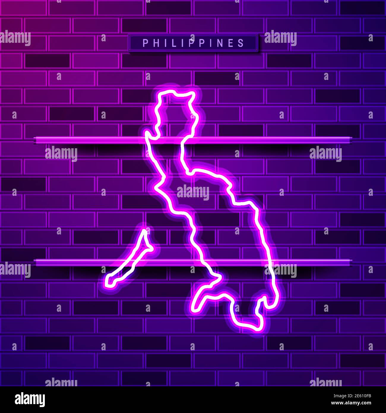 Enseigne lumineuse au néon aux Philippines. Illustration vectorielle ...