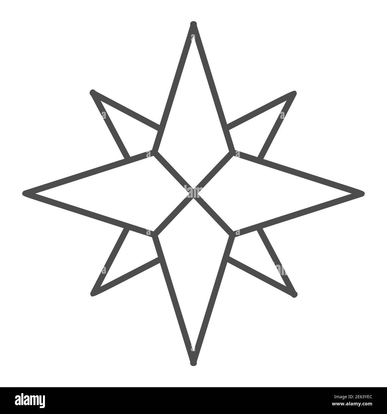 Icône Rose Vent Ligne Mince Concept Nautique Compass étoile Signe Sur