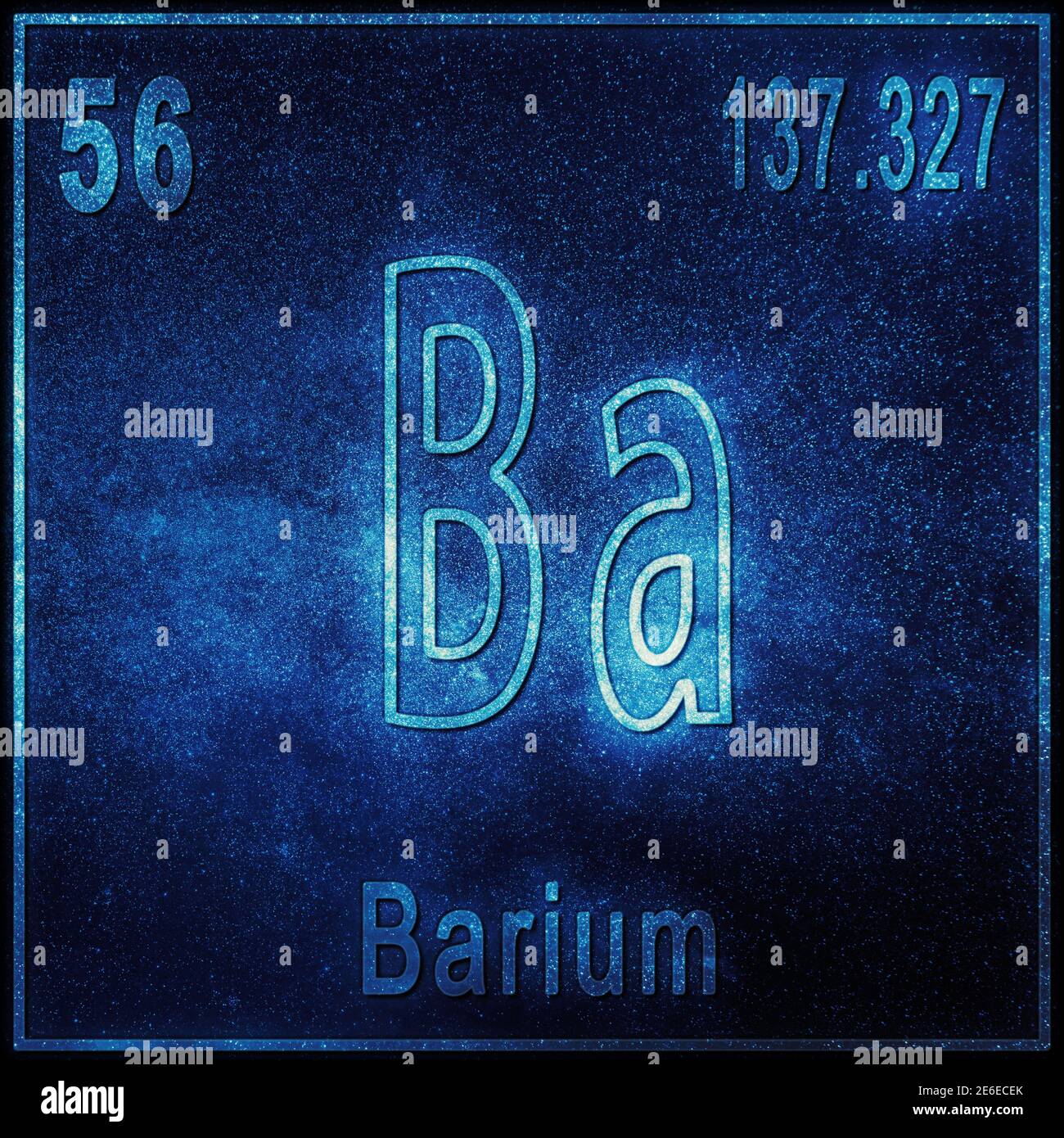 Élément chimique baryum, signe avec numéro atomique et poids atomique ...