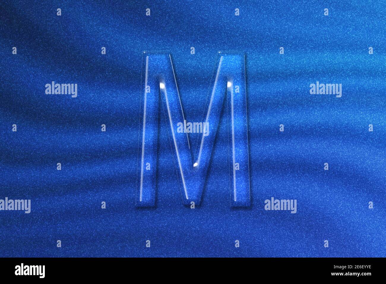 Signe MU. Lettre MU, symbole de l'alphabet grec, fond bleu pailleté ...
