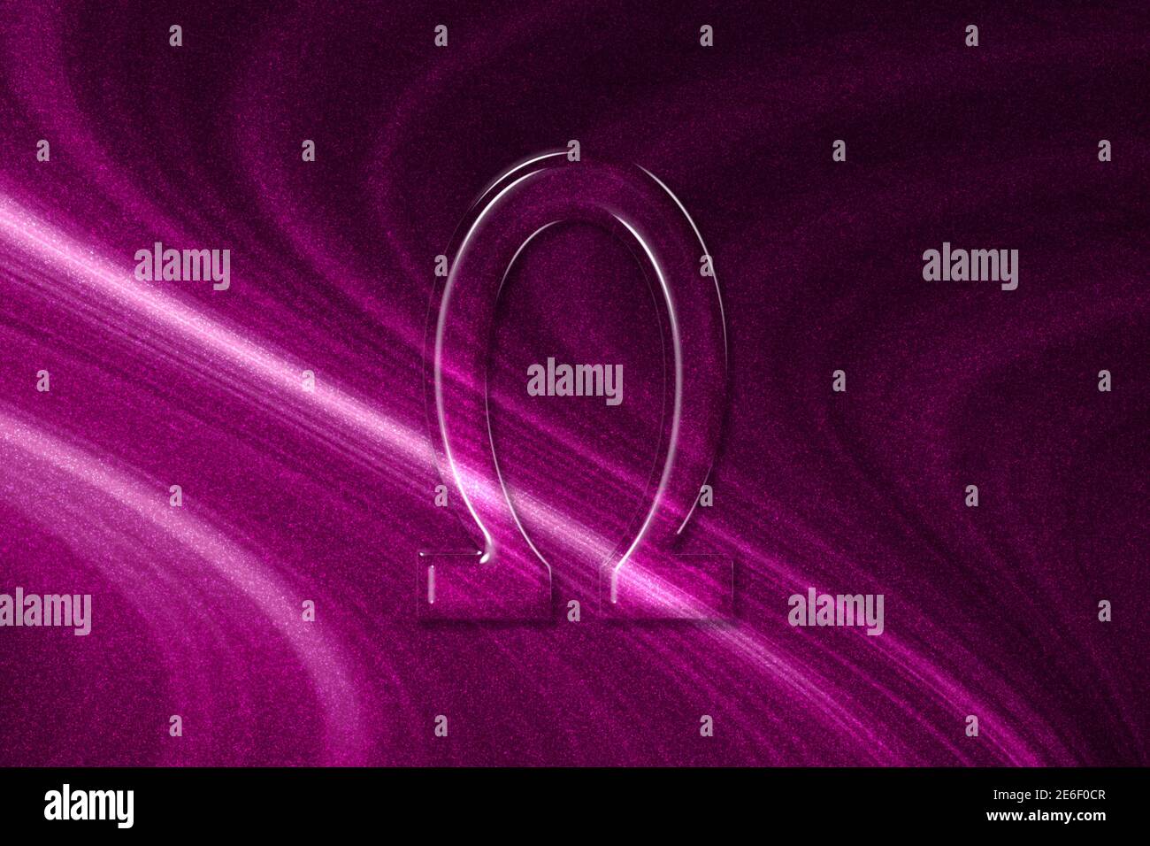 Signe Omega. Lettre Omega, symbole de l'alphabet grec, fond magenta ...