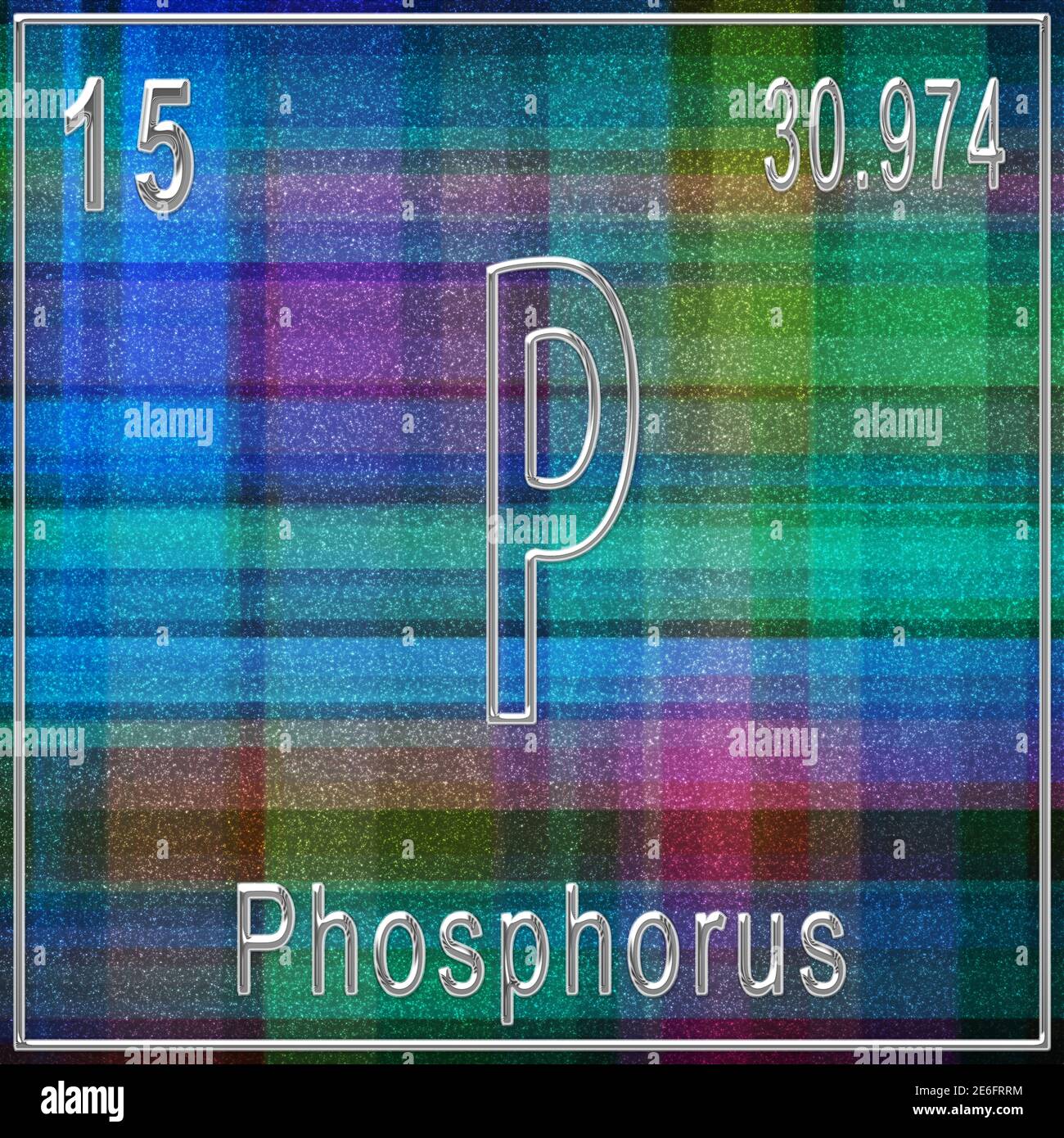 Élément chimique de phosphore, signe avec numéro atomique et poids ...