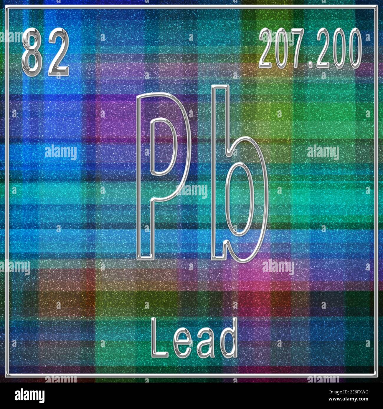 Élément chimique de plomb, signe avec numéro atomique et poids atomique ...