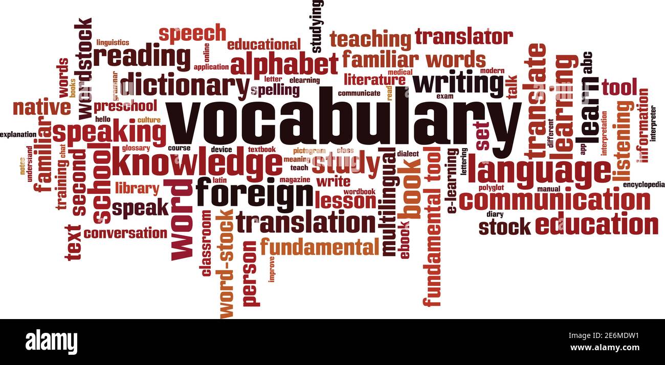 Concept de nuage de mots de vocabulaire. Collage de mots sur le ...