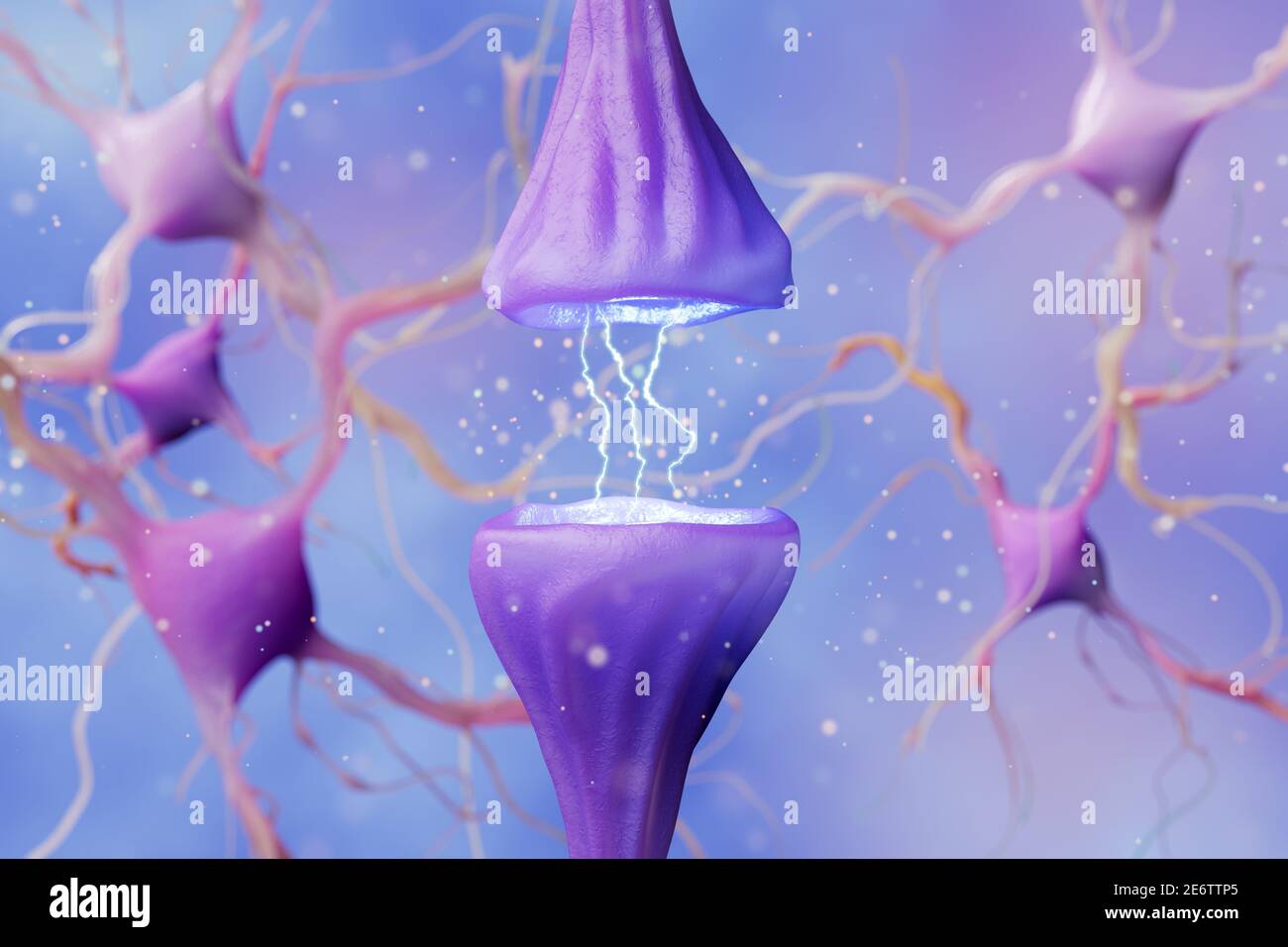 Transmission synaptique. rendu 3d d'une synapse. Concept médical du ...
