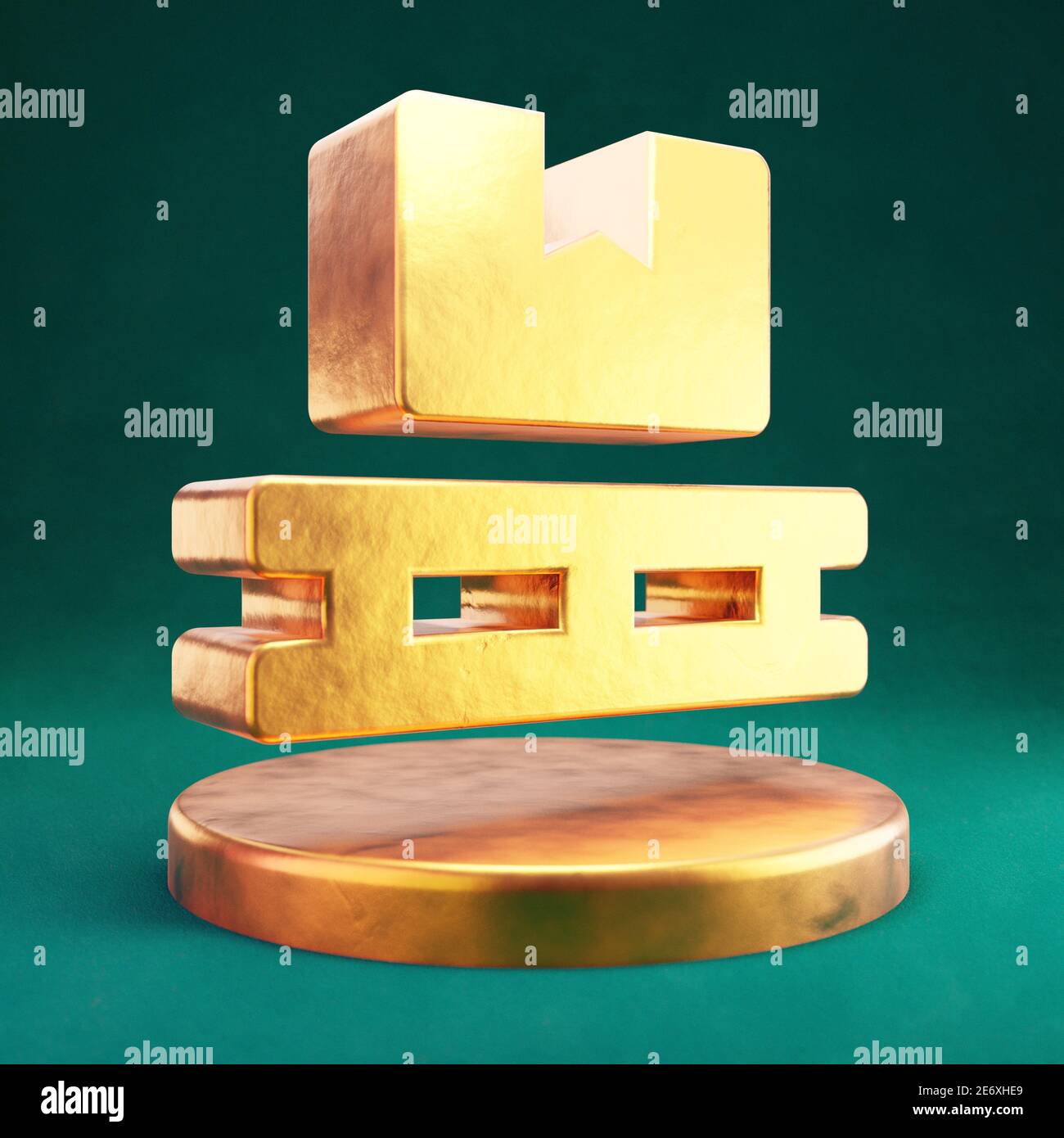 Icône de palette. Symbole Fortuna Gold Pallet sur un podium doré Photo ...