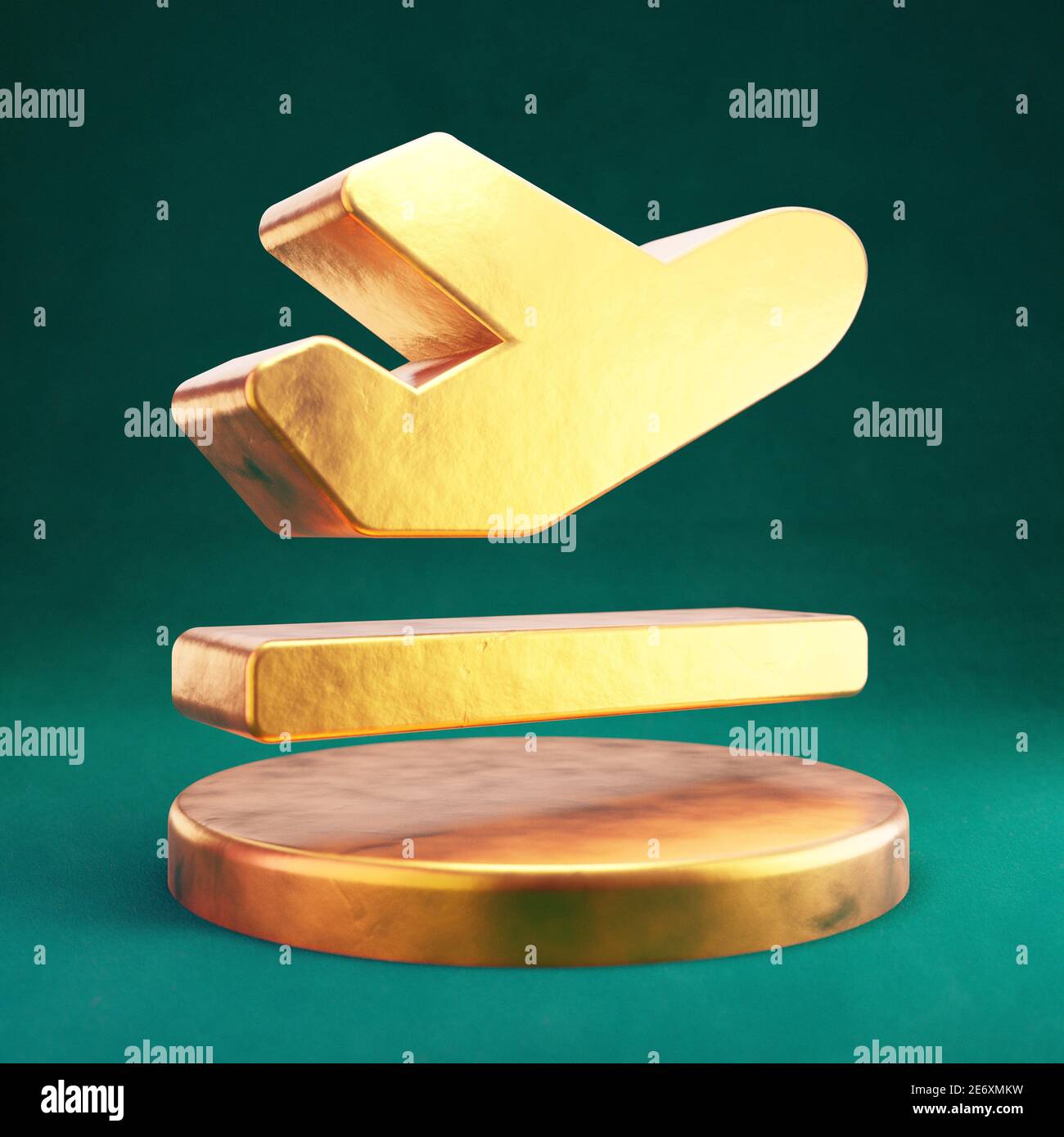 Icône de départ du plan. Symbole départ avion Fortuna Gold sur podium ...
