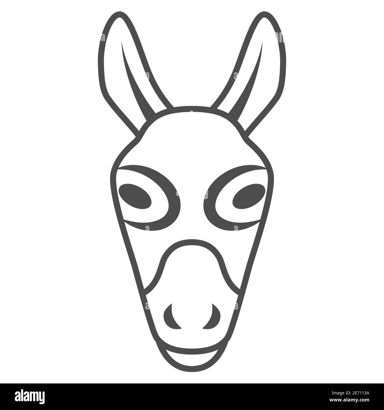 Icône de ligne mince de tête d'âne, concept d'animaux de ferme, signe ...