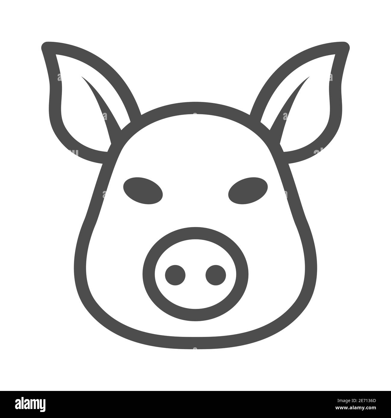 Icône de la ligne de la tête de porc, concept des animaux de ferme ...