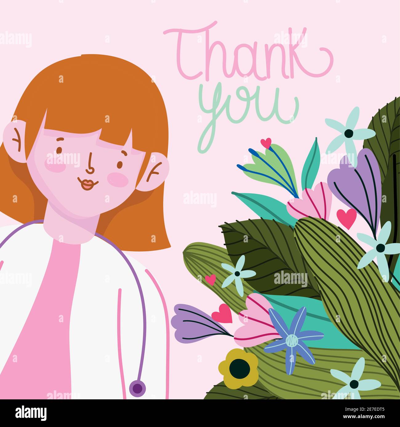 merci, dessin animé de docteur femelle avec illustration vectorielle de ...