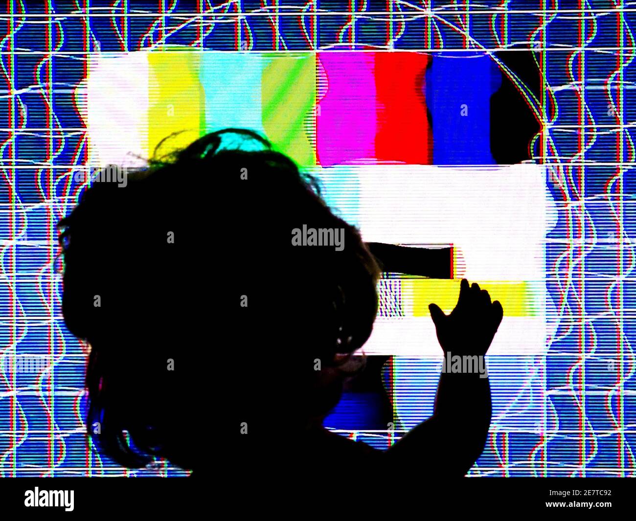 Modèle de test TV généré par un Monoscope, TV Static Noise Glitch ...